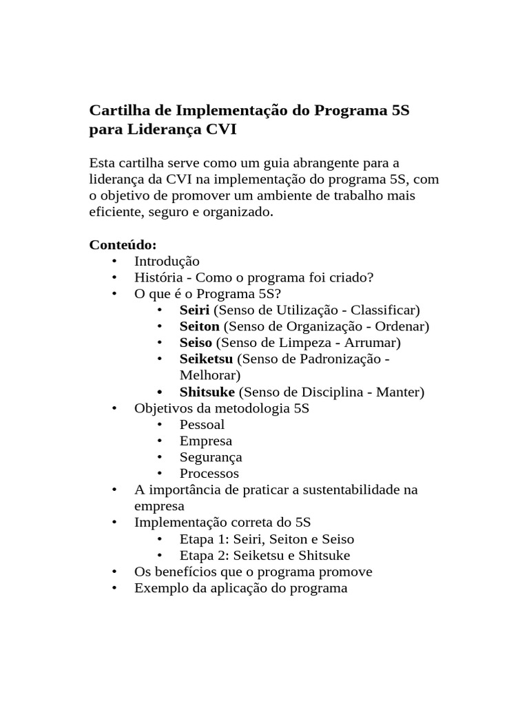 Guia Prático Para Implementação Do 5s Pdf Despesa
