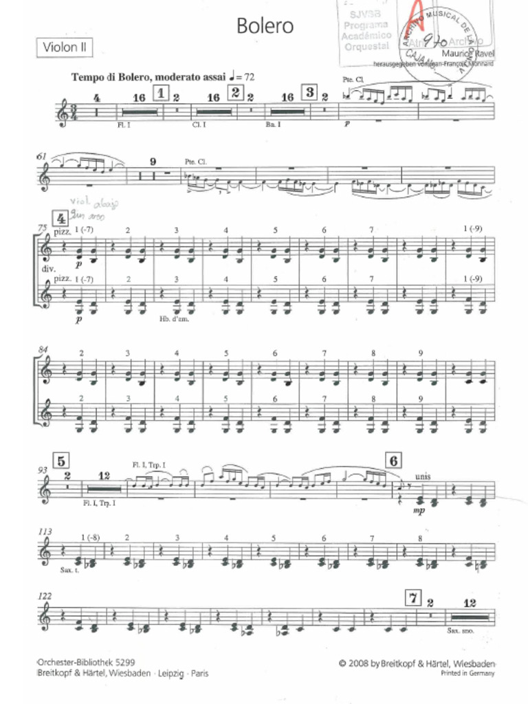 34 Ravel - Bolero - Violin 2 | PDF