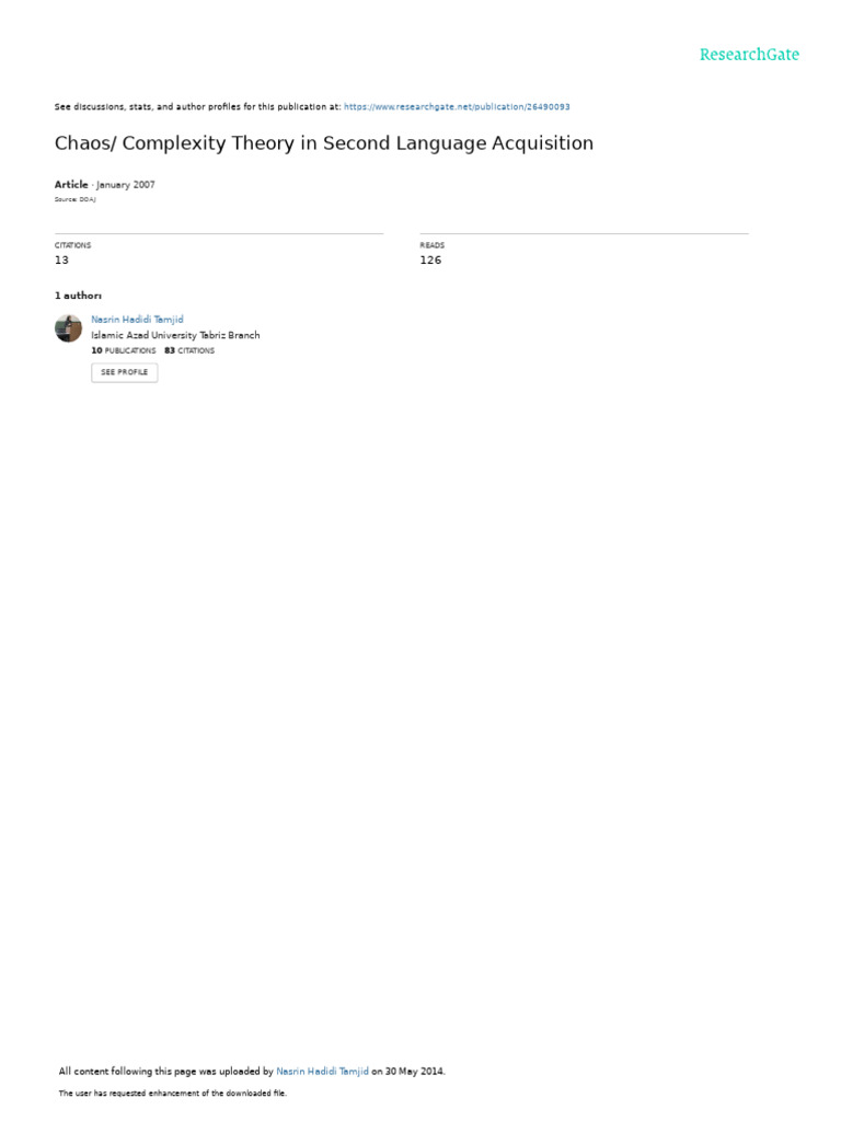 Chaos Theory in Language Learning | PDF | Chaos Theory | Second ...