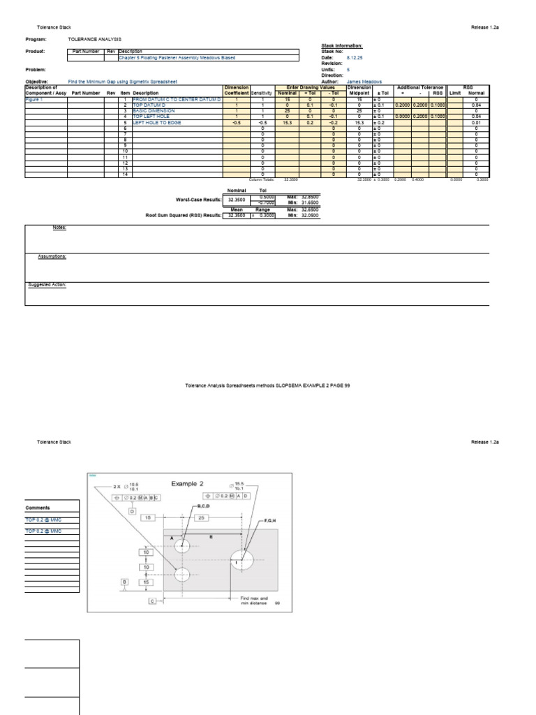 Tolerance Analysis Spreadhseets Methods SLOPSEMA EXAMPLE 2 PAGE 99 | PDF | Engineering Tolerance ...