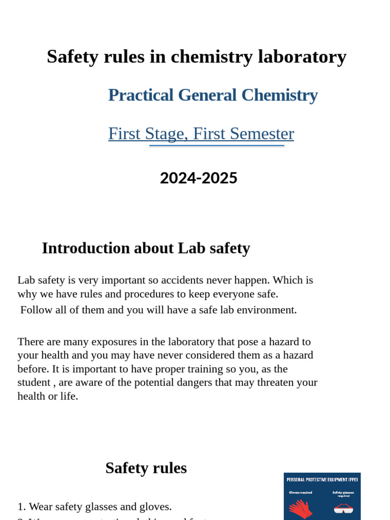 1st Lab Safety Rules | PDF | Laboratories | Personal Protective Equipment
