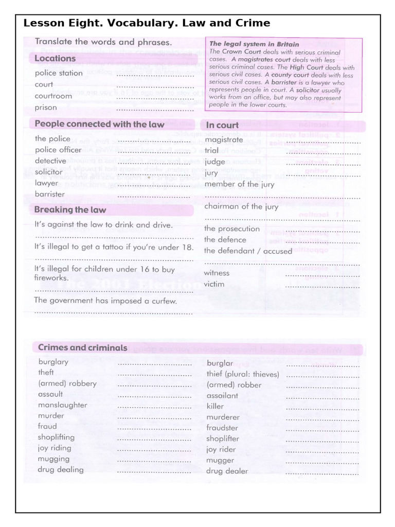 Lesson 8. Vocabulary | PDF