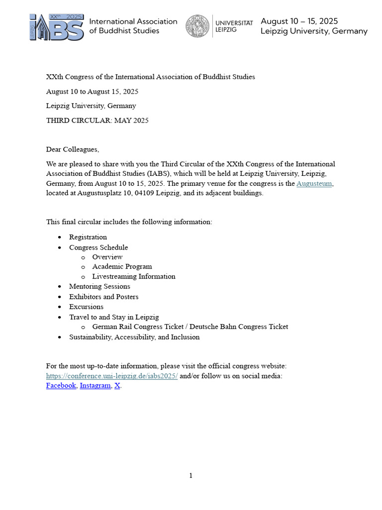 IABS 2025 - Third Circular | PDF | Buddhist Philosophy | Tibetan Buddhism