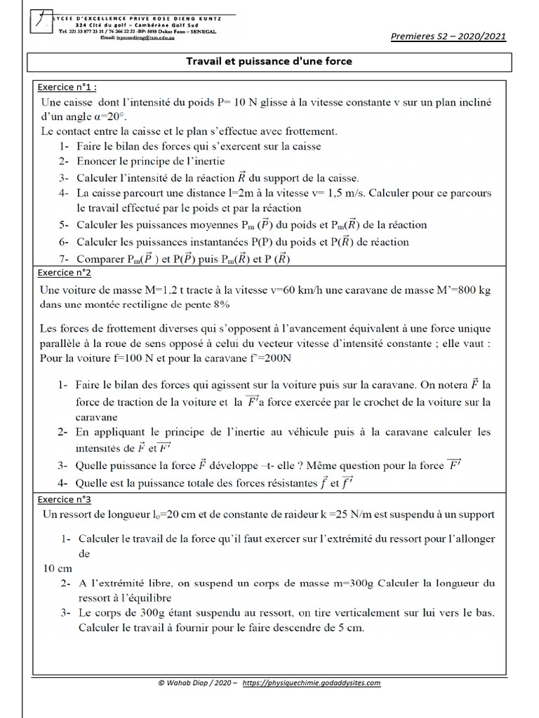 Travail Et Puissance RDK 2021 | PDF