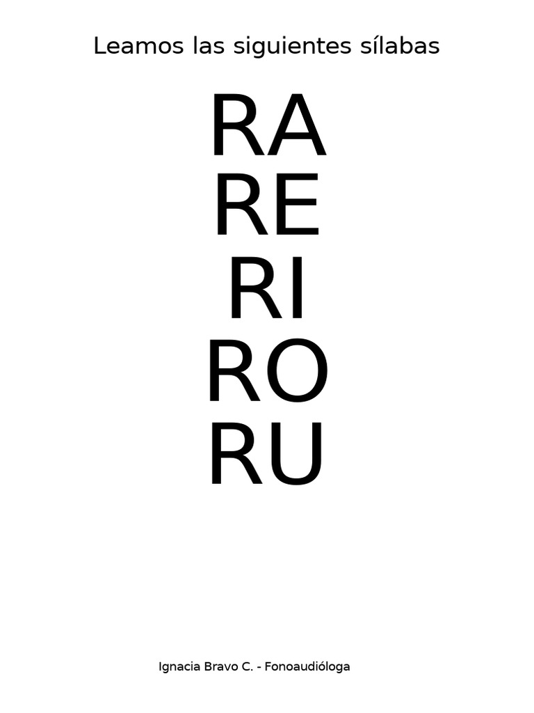 RA RE RI RO RU: Leamos Las Siguientes Sílabas | PDF