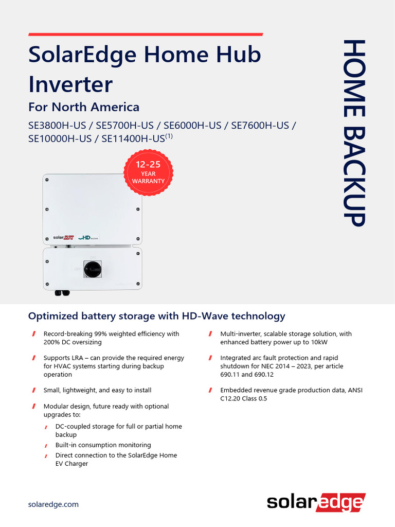 Se Solaredge Home Hub Inverter Single Phase Inverter With Backup ...