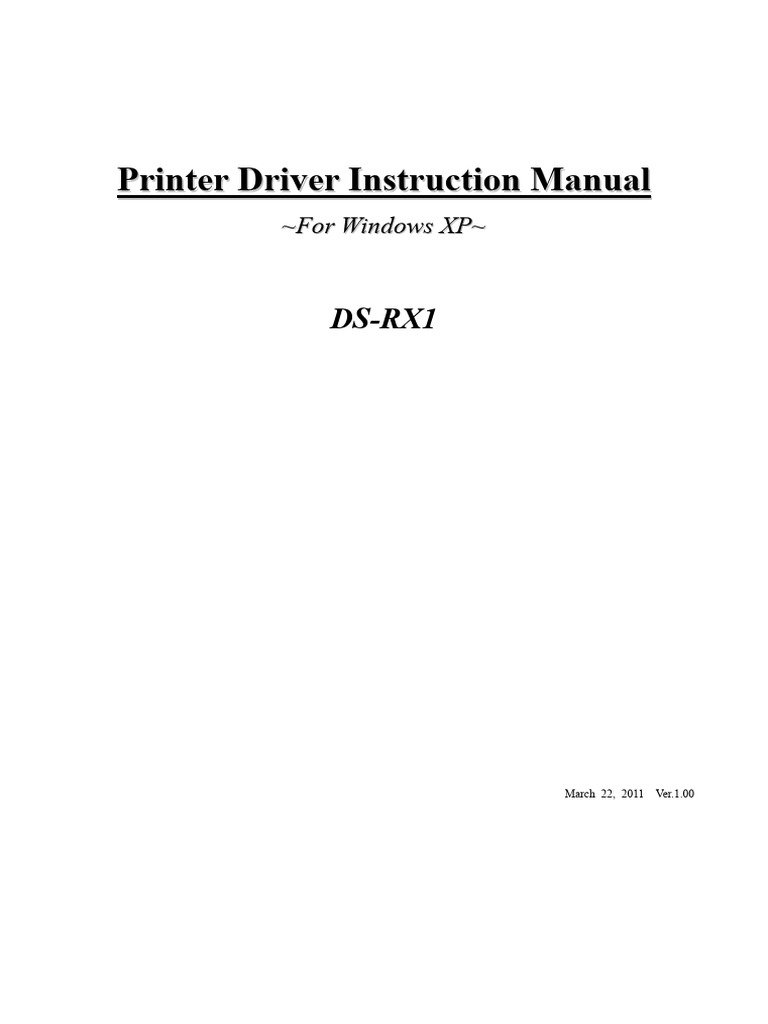 DS-RX1 Printer Driver Manual for XP | PDF | Printer (Computing) | Rgb ...