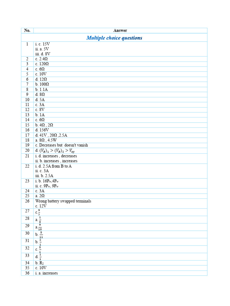 Chapter 1lecture 7 Homework Model Answers | PDF | Electricity ...