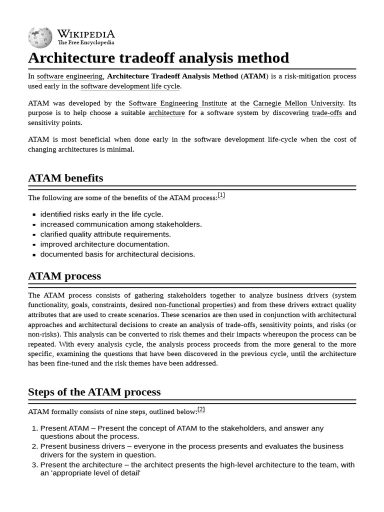Architecture Tradeoff Analysis Method | PDF | Systems Engineering | Information Technology