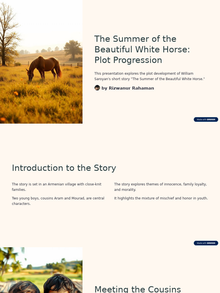 The Summer of The Beautiful White Horse Plot Progression | PDF