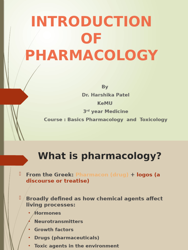 INTRODUCTION Pharmacology | PDF | Pharmacology | Injection (Medicine)