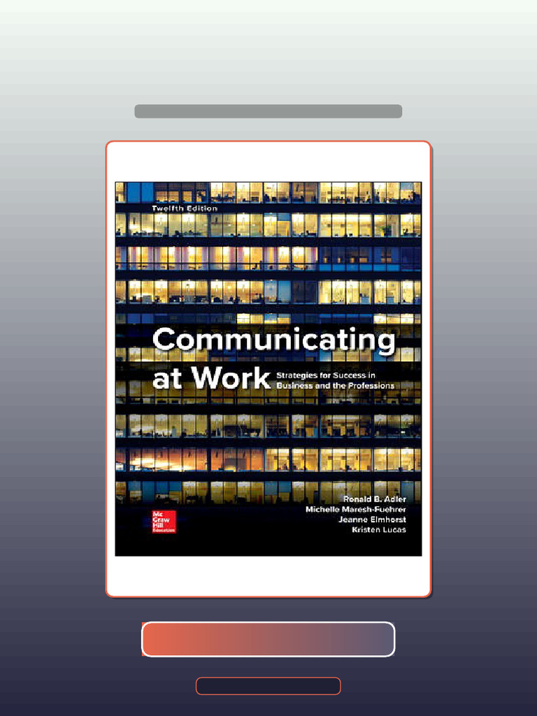 Communicating at Work 12th Edition Ronald Adler Jeanne Marquardt ...