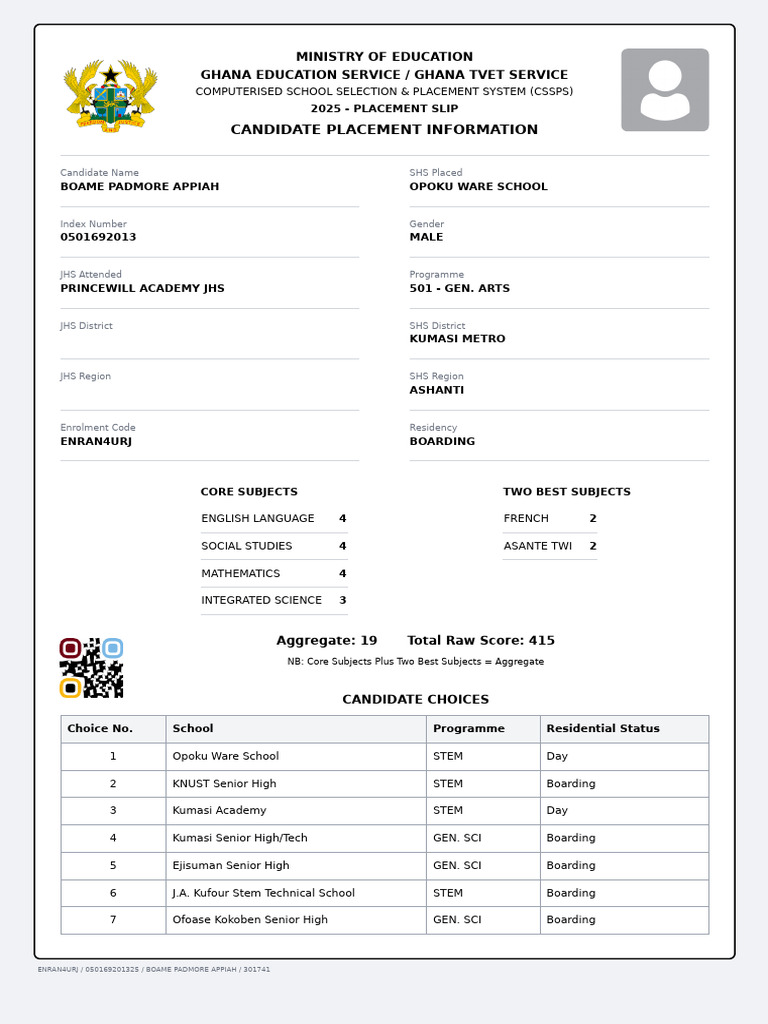 2025 CSSPS Placement Slip for SHS | PDF | Career And Technical ...