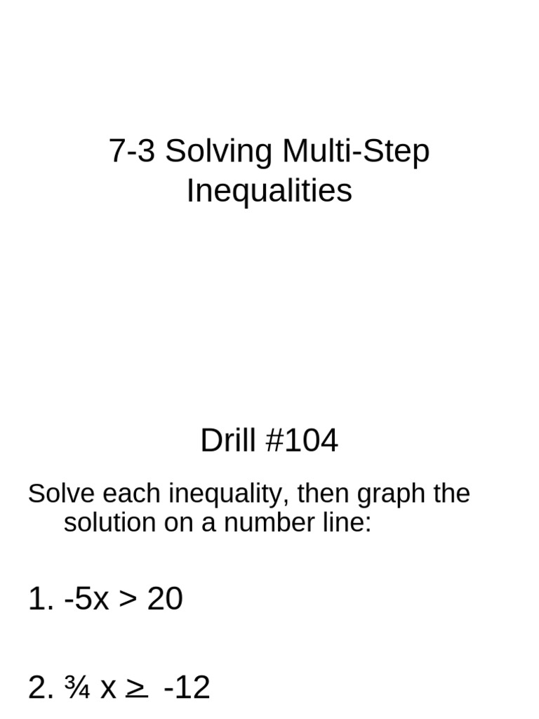 7-3 Solving Multi-Step Inequalities | PDF
