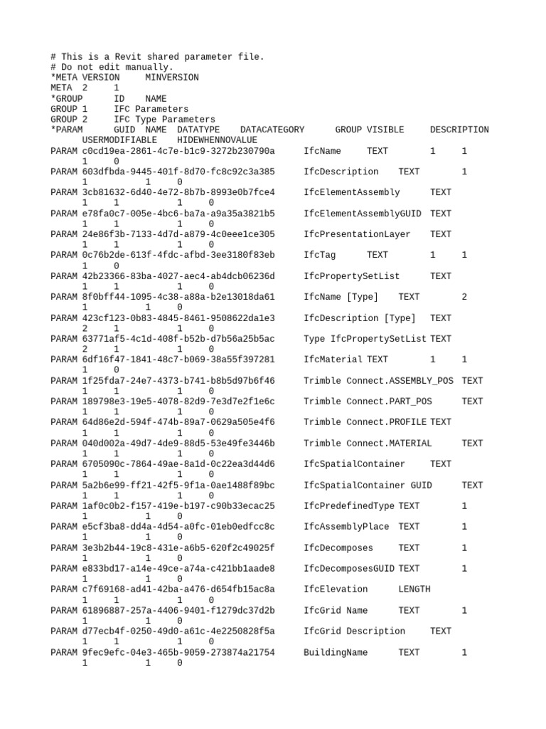 Revit Shared Parameter File Guide | PDF | Computing | Software