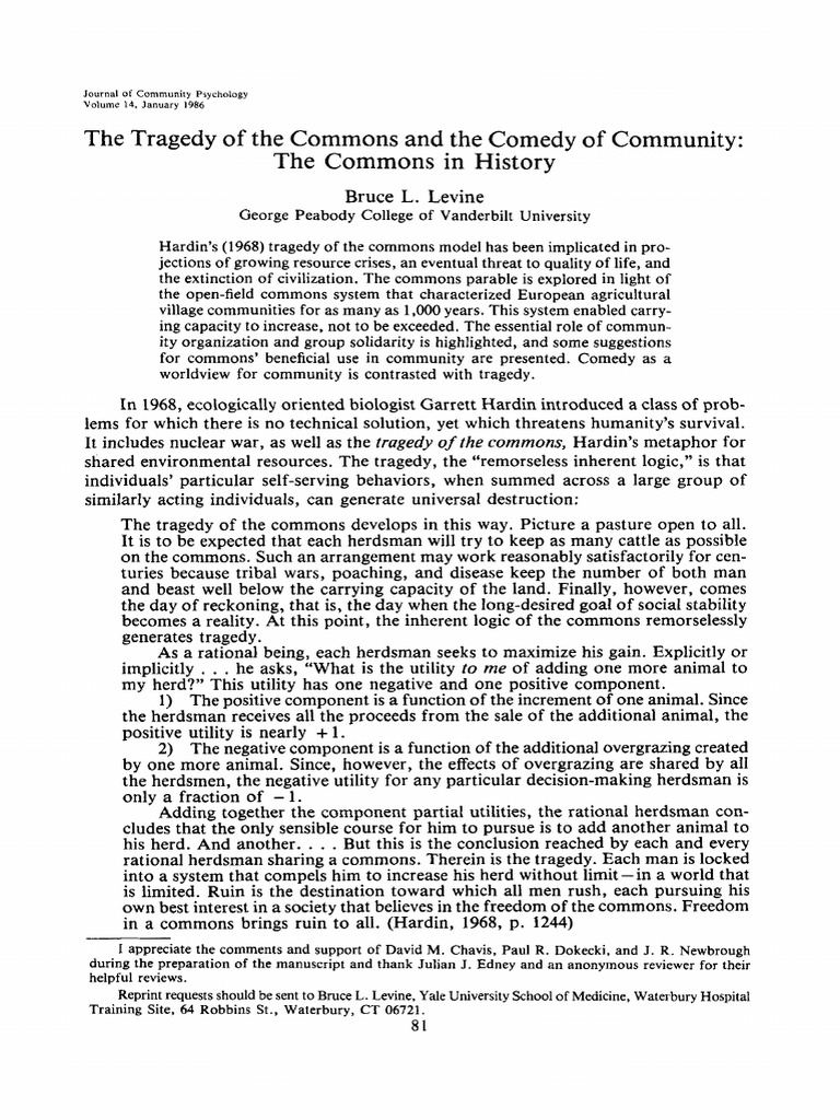The Commons: History and Community Dynamics | PDF | Enclosure | Agriculture