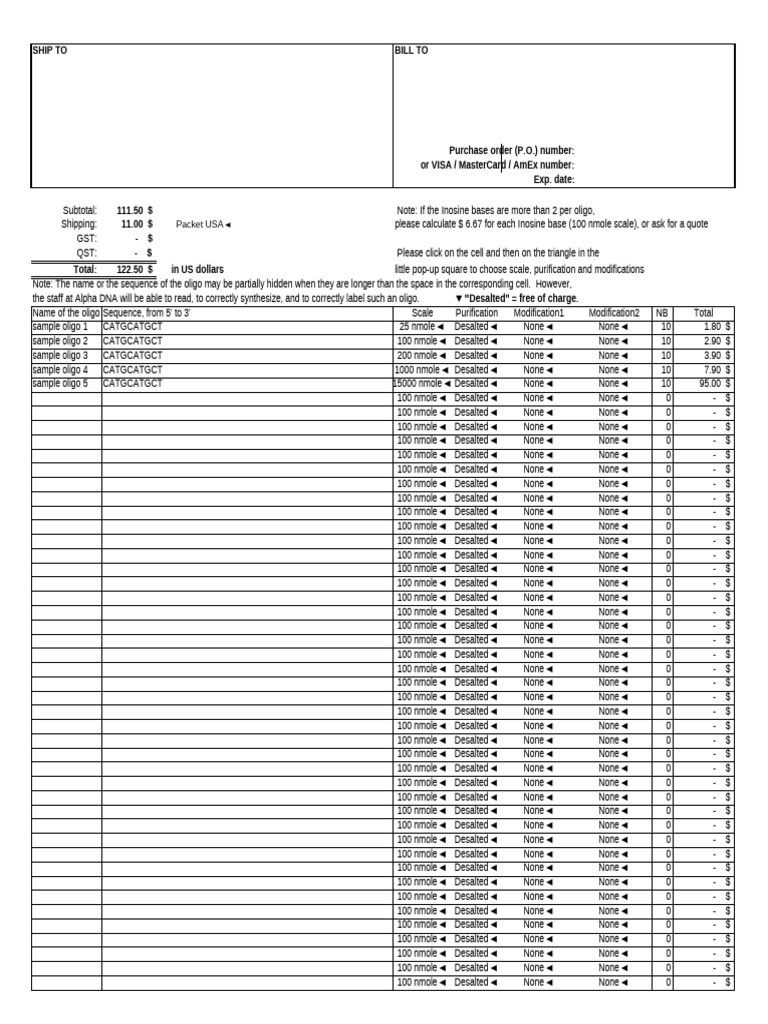 F012En - USA - 2025 Order Form For Genetics | PDF | Nucleic Acids ...