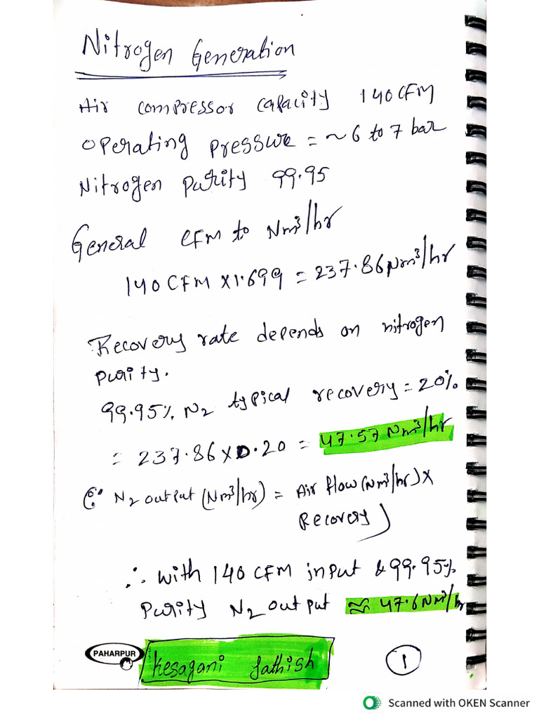 Nitrogen Purity Calculations | PDF