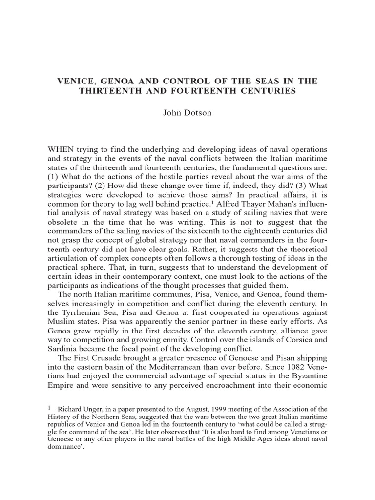 Naval Rivalry: Venice vs. Genoa | PDF