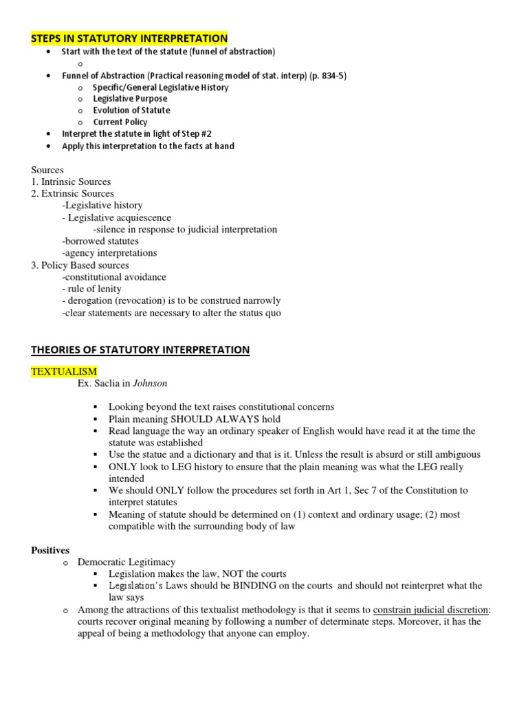 Final Outline | PDF | Plain Meaning Rule | Statutory Interpretation