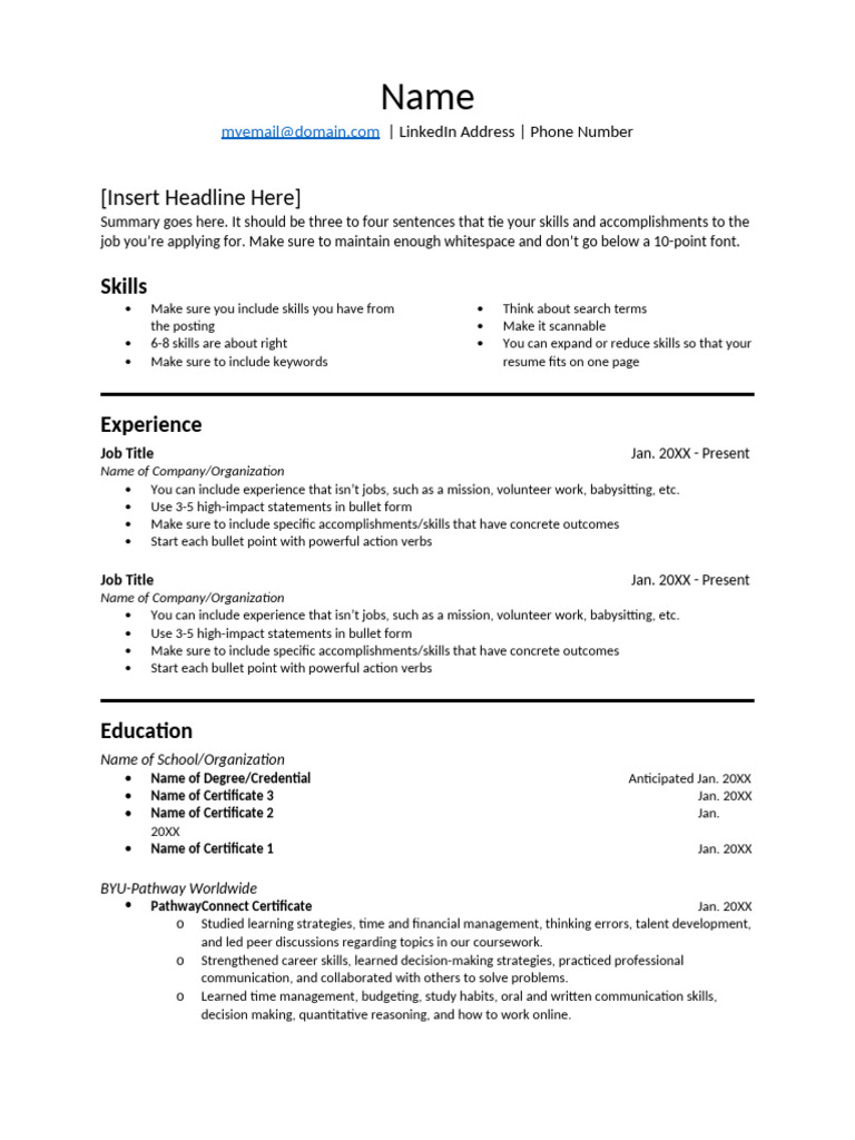BYU Marriott Resume Guide | PDF | Cognition | Learning