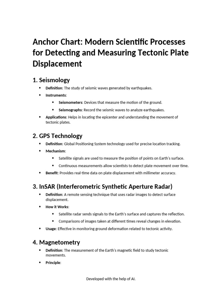 Anchor Chart Outline On Tectonic Plate Displacement Detection | PDF ...