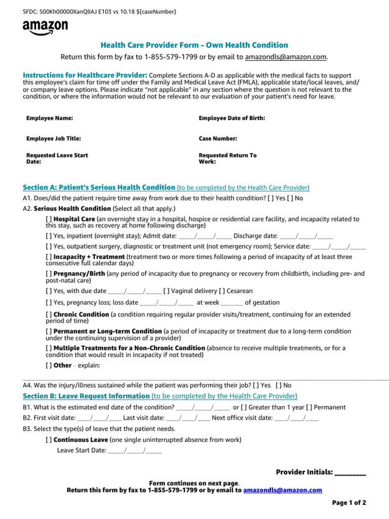 FMLA Health Condition Certification Form | PDF | Patient | Childbirth