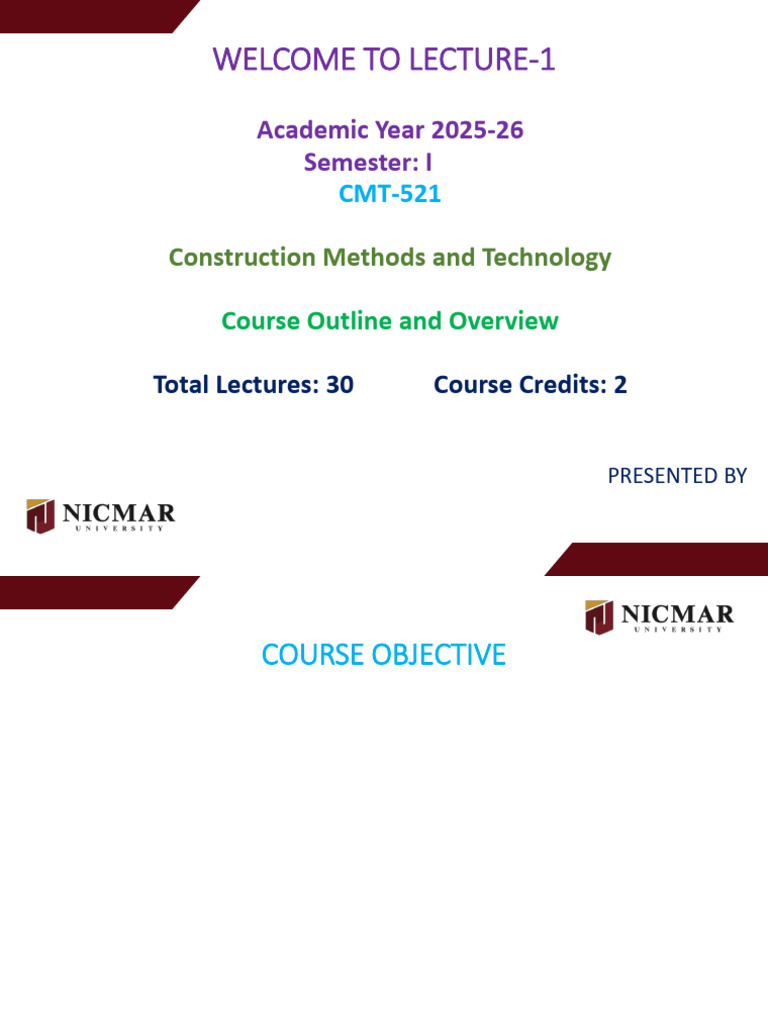 Advanced Construction Methods Course Outline | PDF | Cement | Concrete