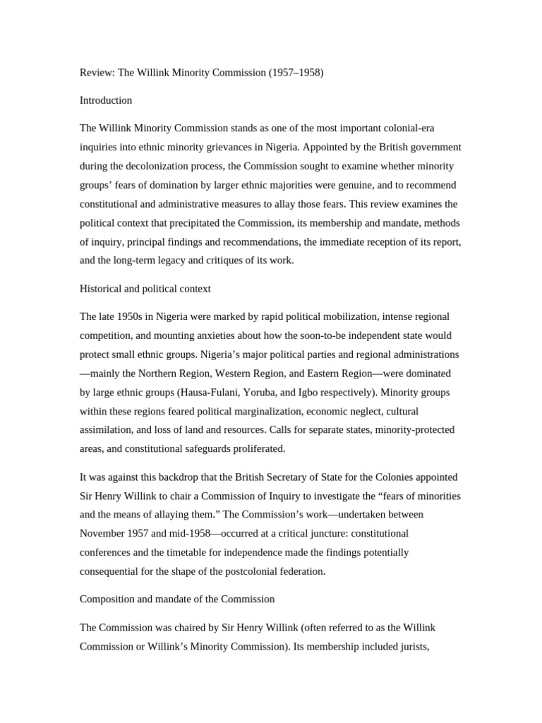 Willink Minority Commission Review 1957-58 | PDF | Minority Group | Nigeria