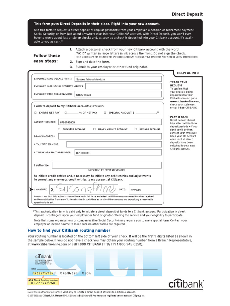 Direct Deposit Form | PDF