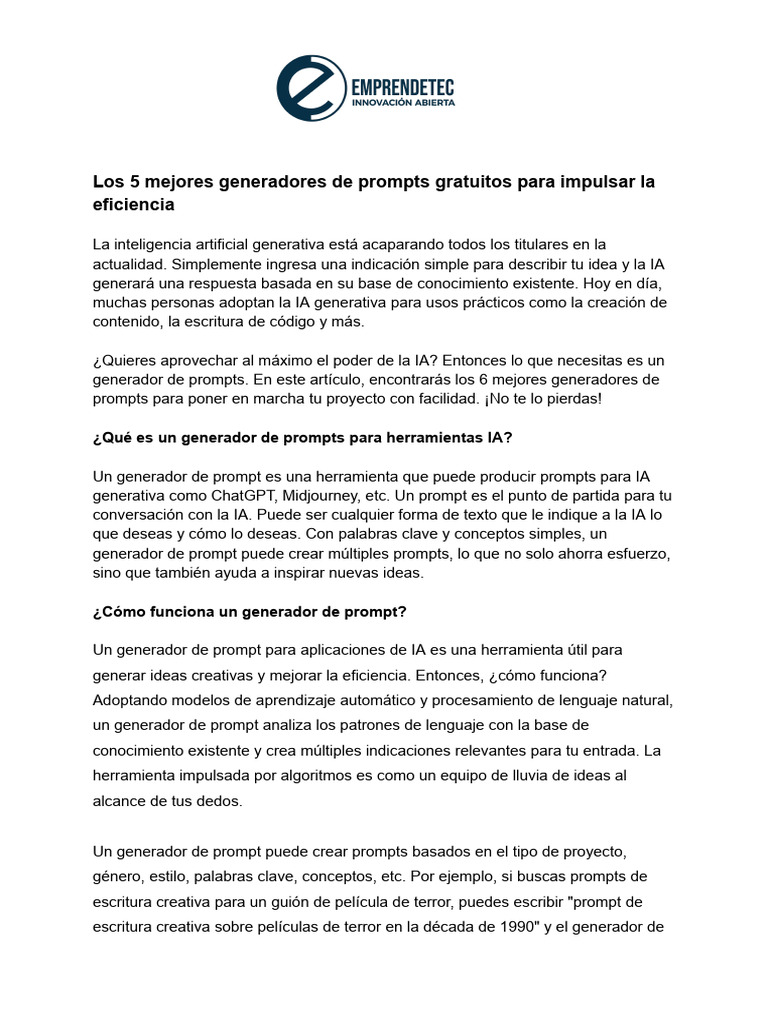 Los 5 Mejores Generadores de Prompts Gratuitos para Impulsar La ...