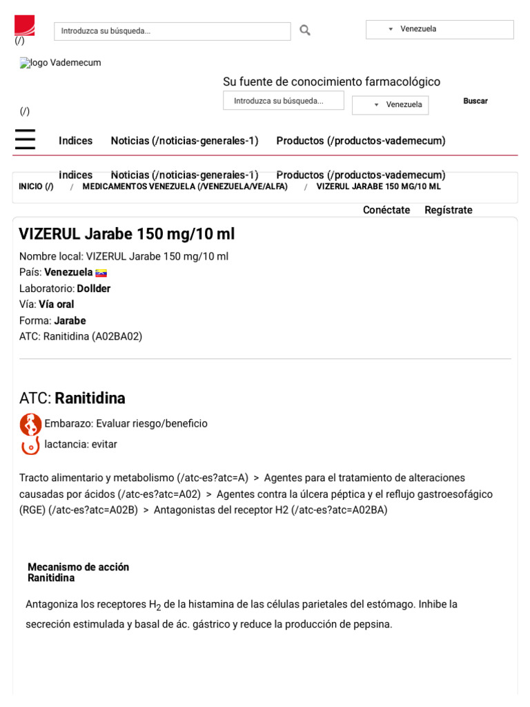 Ficha de VIZERUL Jarabe 150 mg_10 ml de Venezuela ? | PDF ...