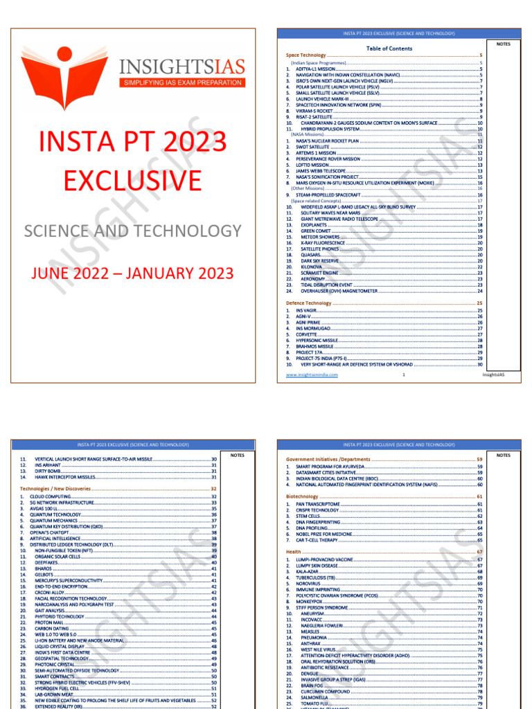 INSTA PT 2023 EXCLUSIVE (Science and Technology) | PDF | Satellite ...