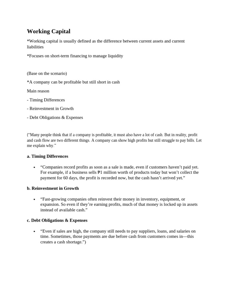 Understanding Working Capital Management | PDF | Working Capital ...