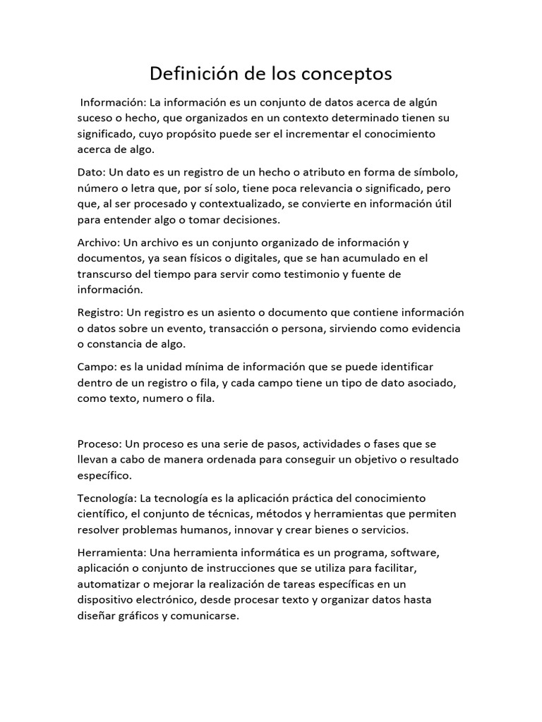 Definición de conceptos clave en información | PDF