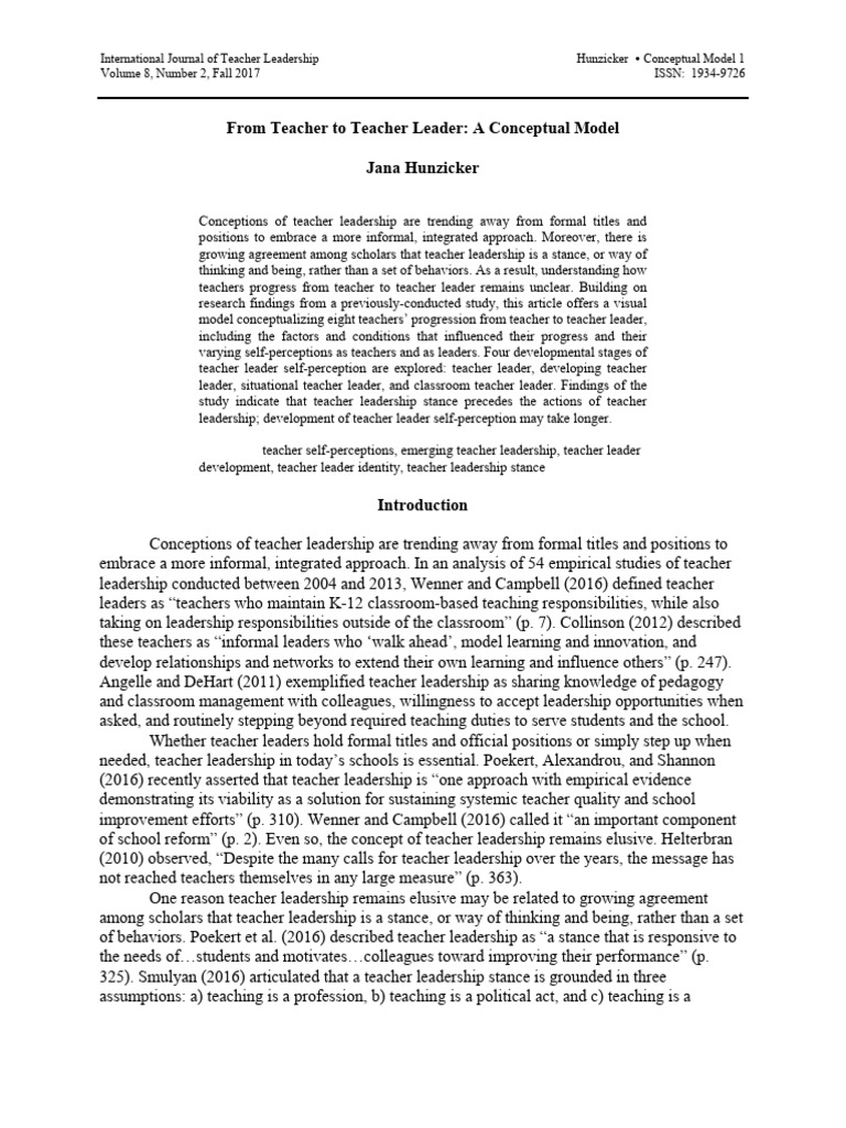 Teacher Leadership Progression Model | PDF | Teachers | Leadership