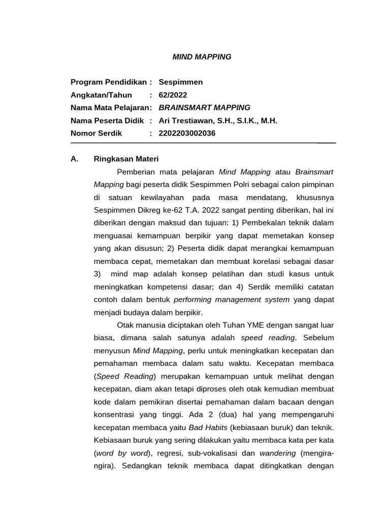 Mind Mapping untuk Pimpinan Polri | PDF