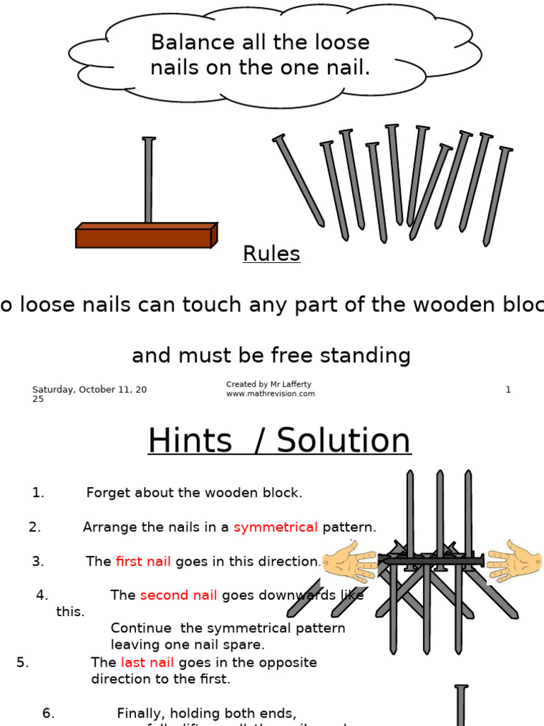 8 Nail Balancing Brainteaser | PDF | Chess Theory | Chess