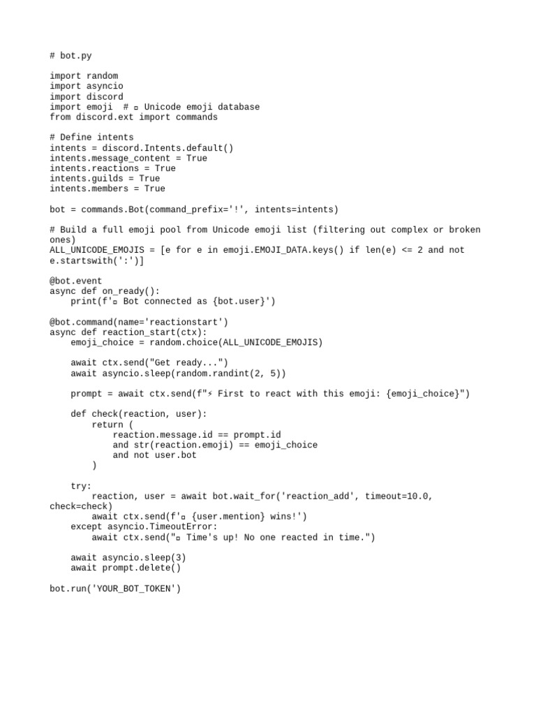 Discord Bot Reaction Game Code | PDF