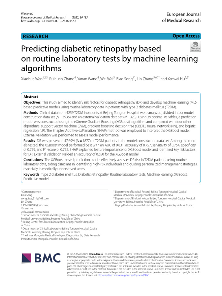 Predicting Diabetic Retinopathy Based On Routine Laboratory Tests by ...