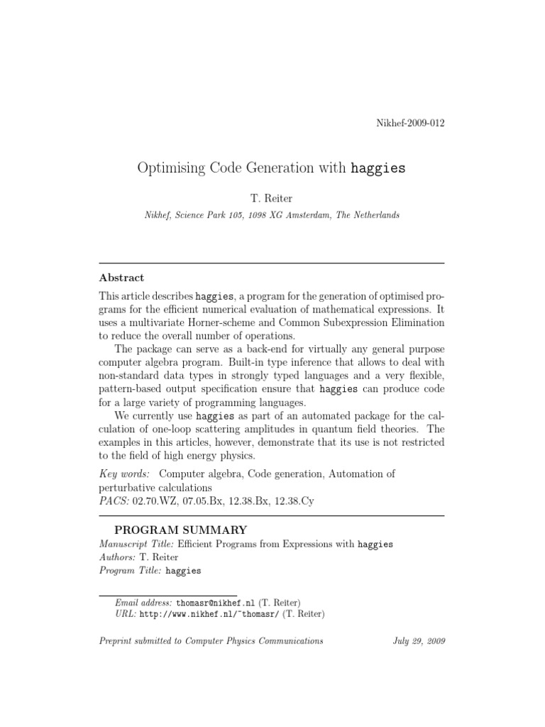 Optimising Code Generation With Haggies | PDF | Parsing | Control Flow
