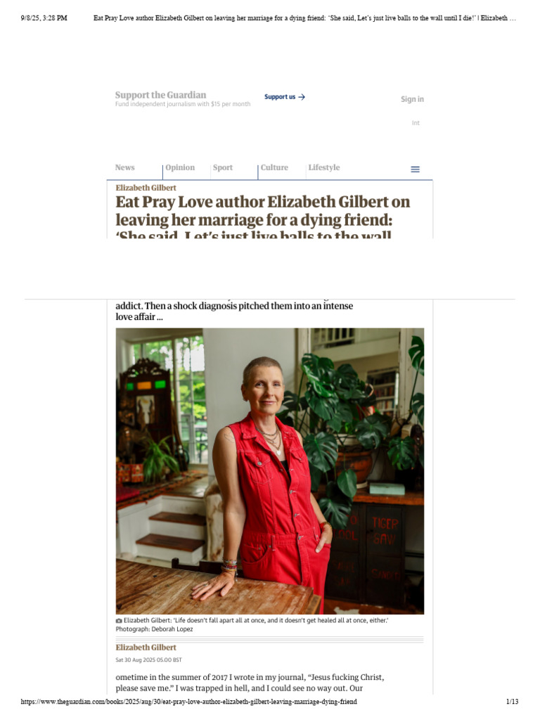 Eat Pray Love Author Elizabeth Gilbert On Leaving Her Marriage For A ...