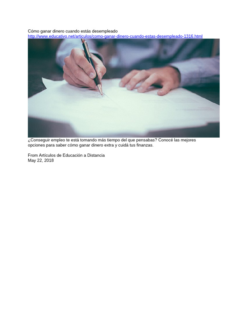 Cómo Ganar Dinero Cuando Estás Desempleado | PDF