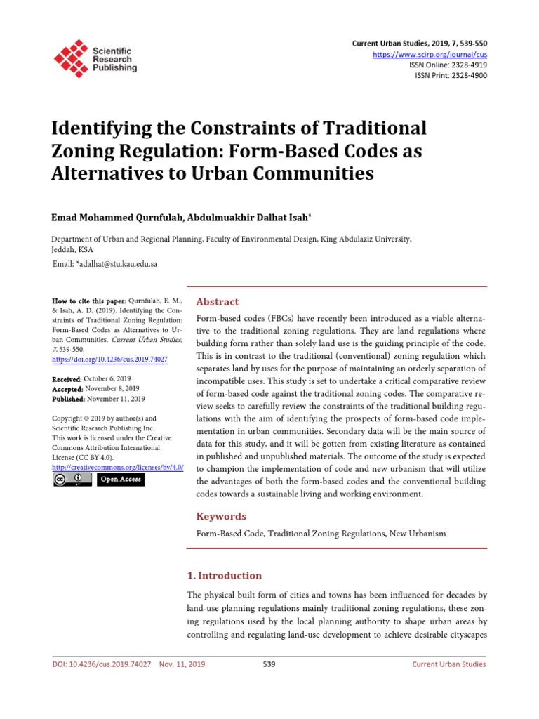 Identifying the Constraints of Traditional Zoning | PDF | Zoning | Street