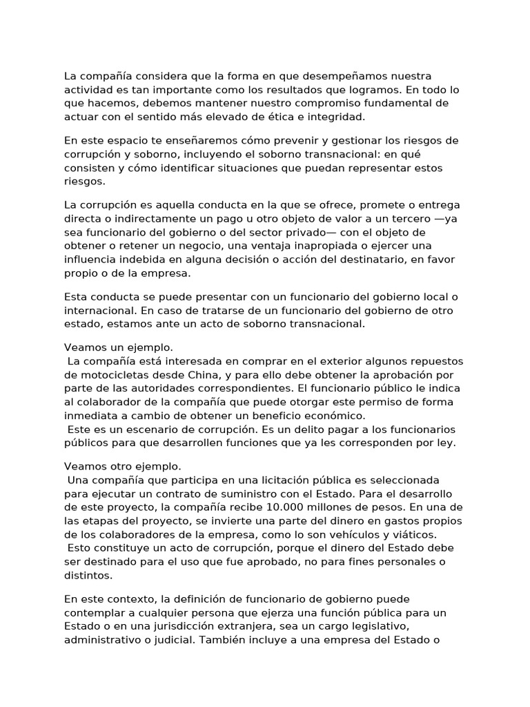 La Compañía Considera Que La Forma en Que Desempeñamos Nuest | PDF ...