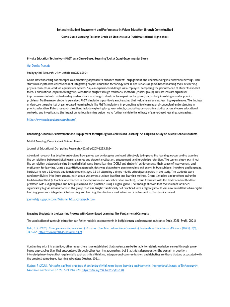 Game-Based Learning in Physics Education | PDF | Learning | Cognition