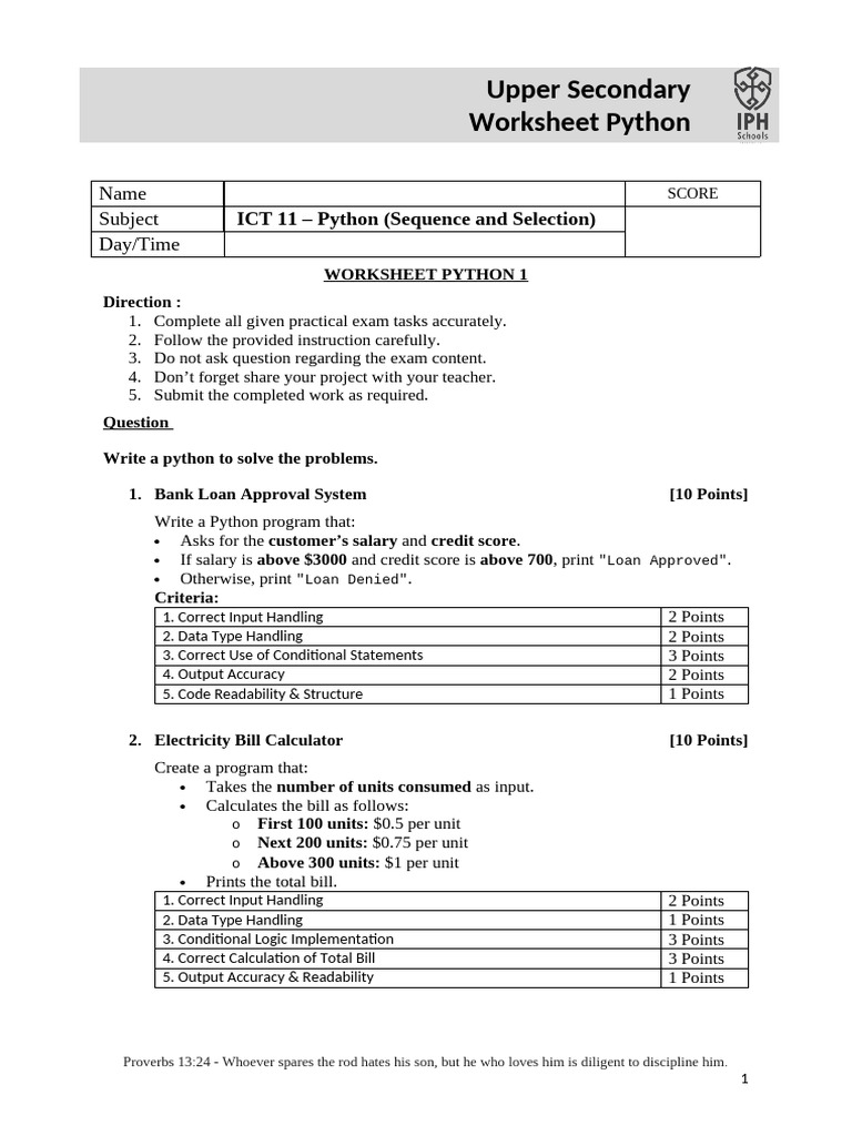 Worksheet CH Python Grade 11 | PDF | Python (Programming Language) | Computing