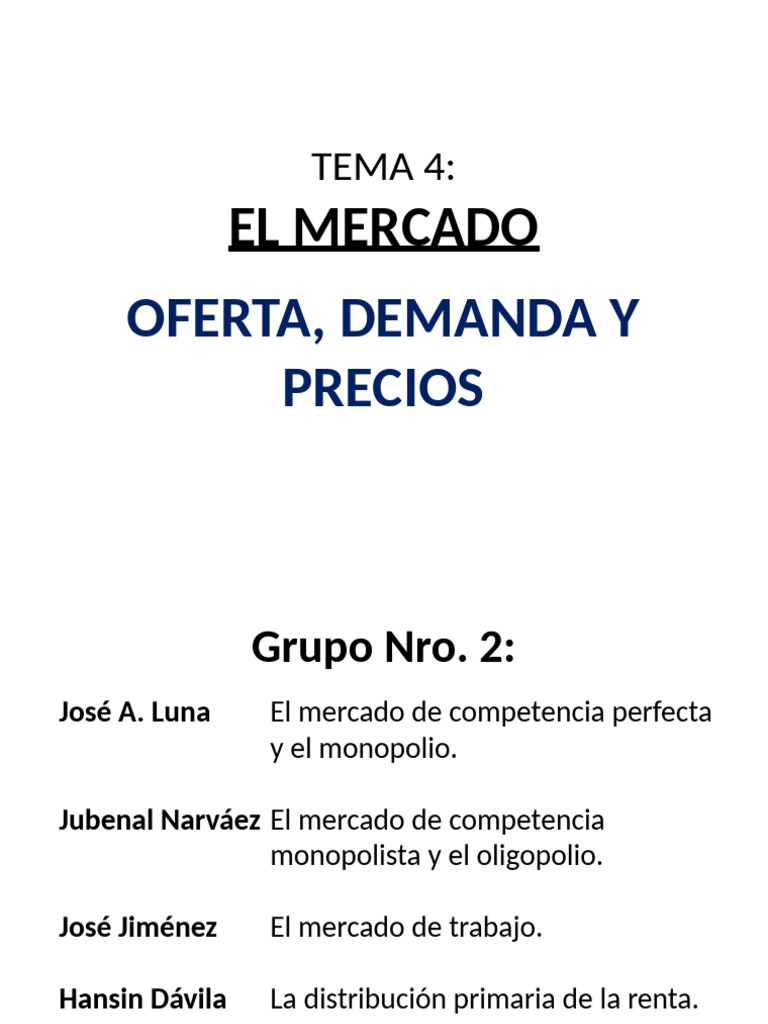 EL MERCADO, Oferta, Demanda y Precios II | PDF | Monopolio | Mercado ...