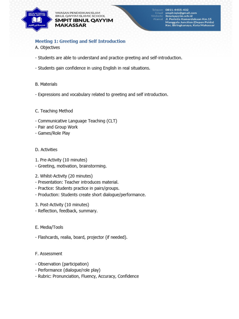 English TAKHASSUS Lesson Plans SMP Grade7 | PDF | Fluency | Language Education