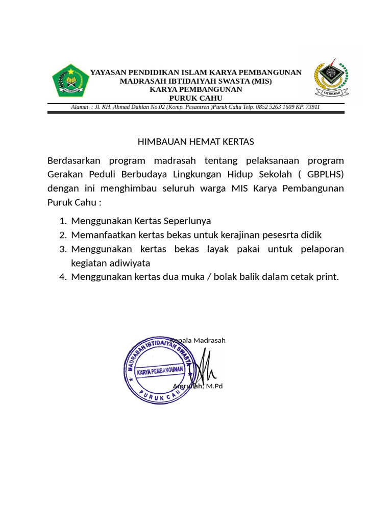 Himbauan Hemat Kertas | PDF